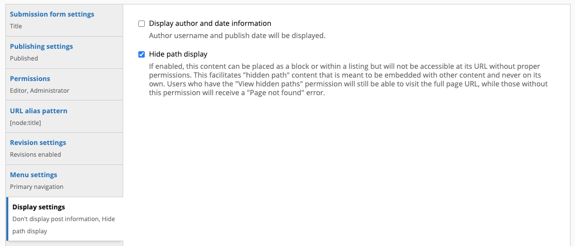 [UX] Hide path display: improve help text and/or add permissions matrix ...