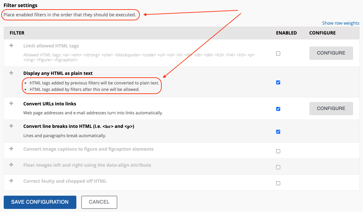 [UX] Provide hints re how text filters work, otherwise enabling ...