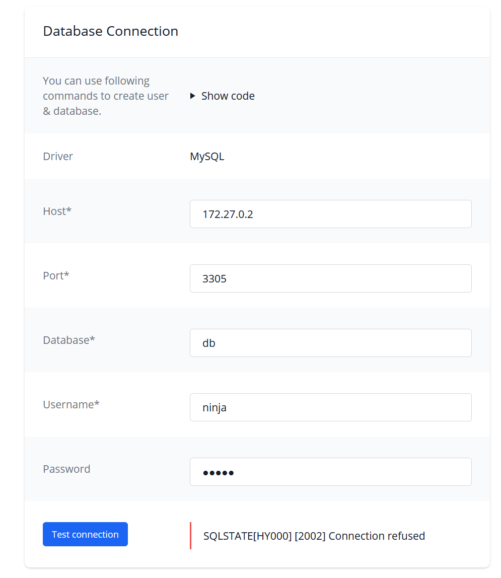 Connection refused and Table errors · Issue #260 · invoiceninja/dockerfiles · GitHub