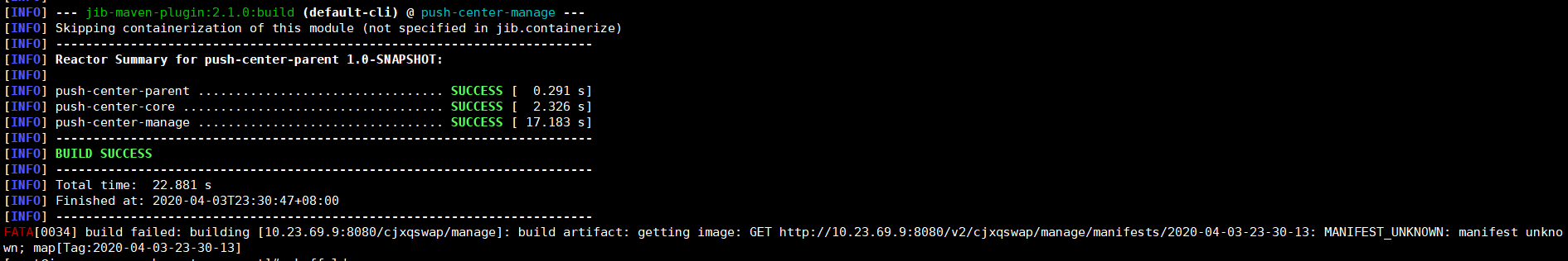 jib-multimodule build failed manifest unknown · Issue #3916 · GoogleContainerTools/skaffold · GitHub