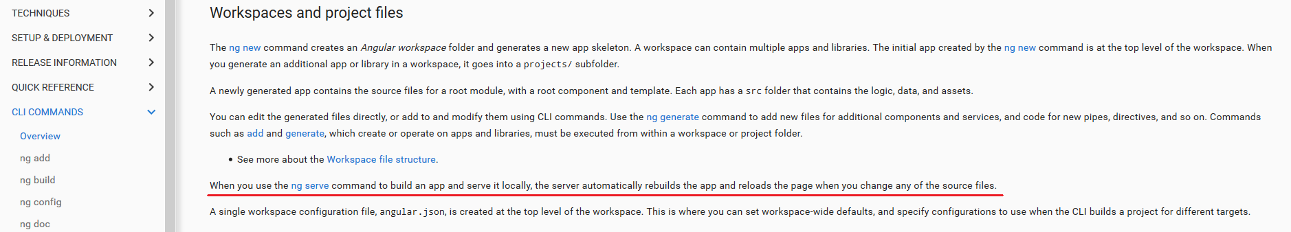 bug(docs-infra): duplicated line (short description of ng serve) at CLI commands overview ...
