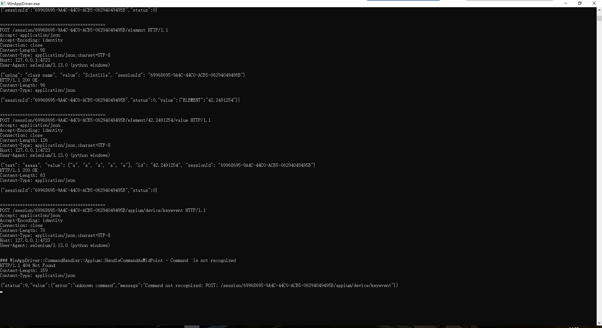 hello，I want to simulate a keyboard to send a keyword like “ENTER”，but the winappdriver client ...
