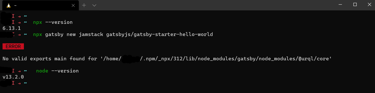 gatsby recipes gives me Error: No valid exports main found for '/Users/John/node_modules/@urql ...