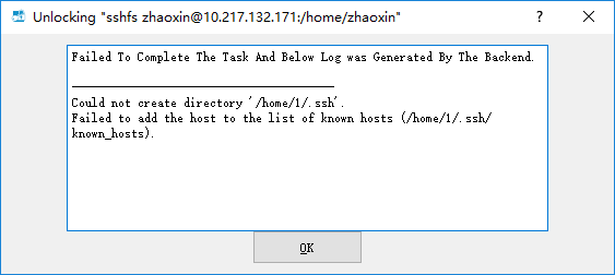 sshfs-win - Failed to complete the task / Warning: Permanently added ... to the list of known ...