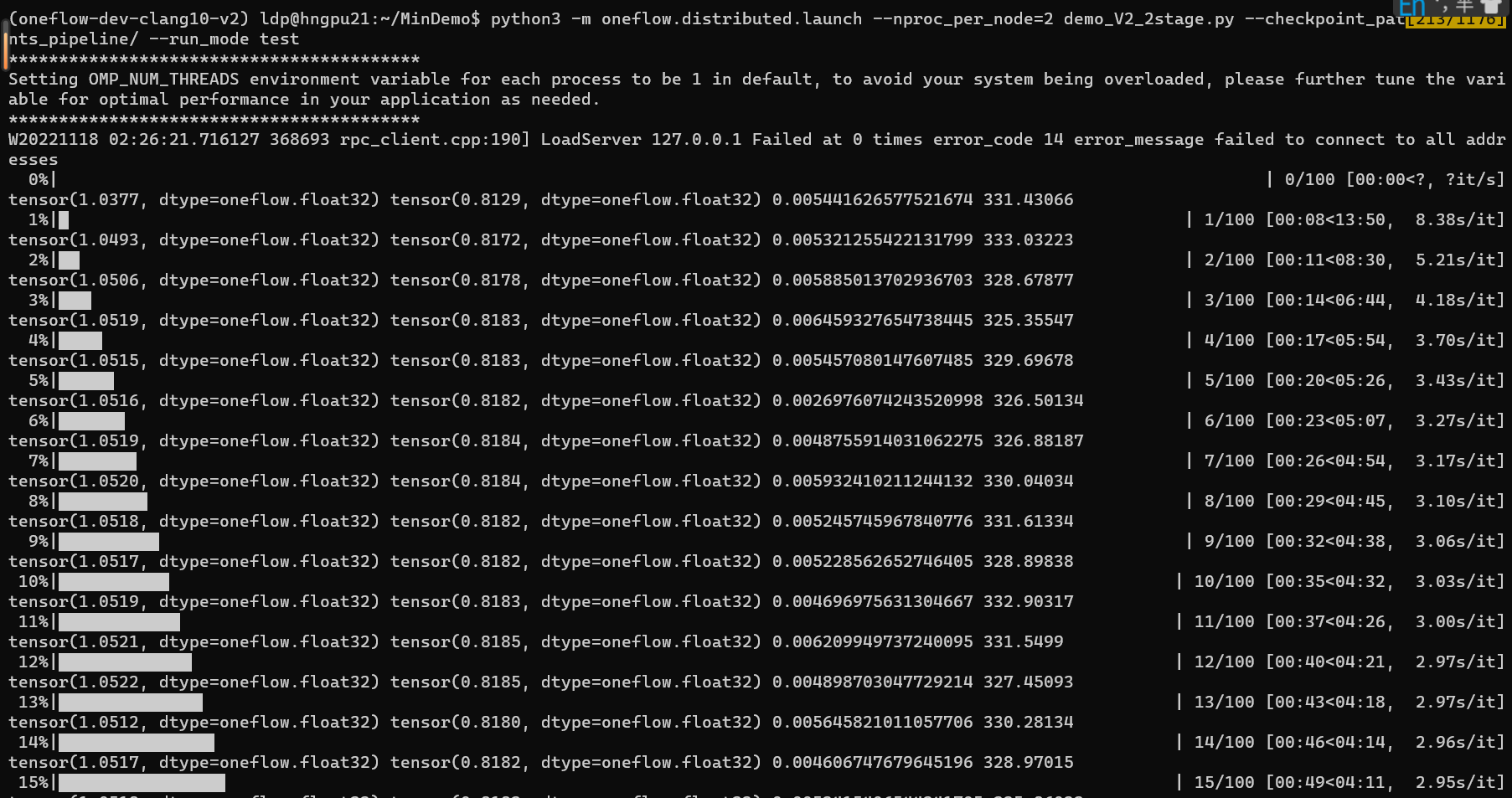 关于两阶段流水线模型与单机模型对比 · Issue #9435 · Oneflow-Inc/oneflow · GitHub