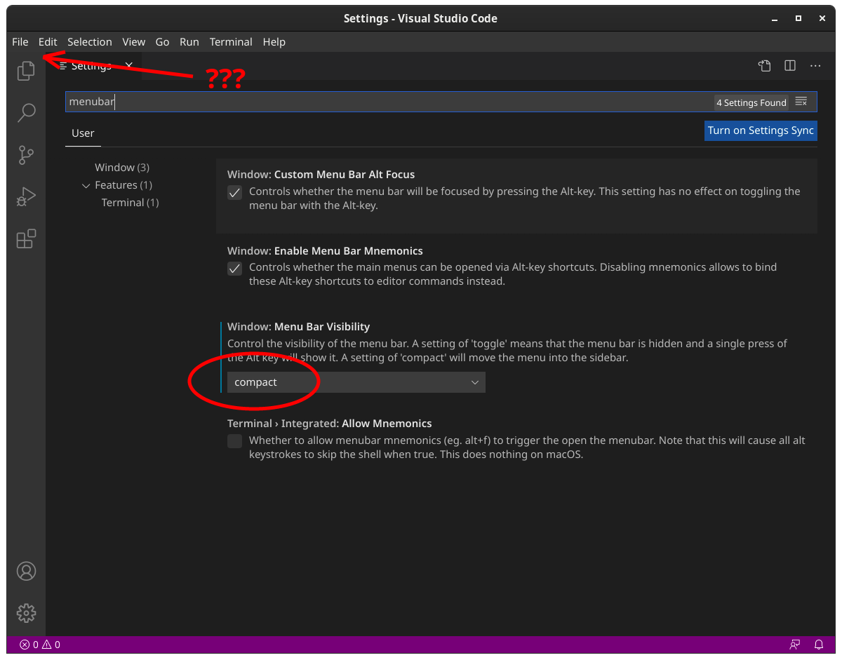The menubar cannot be switched to the compact mode when the native titlebar is on · Issue ...