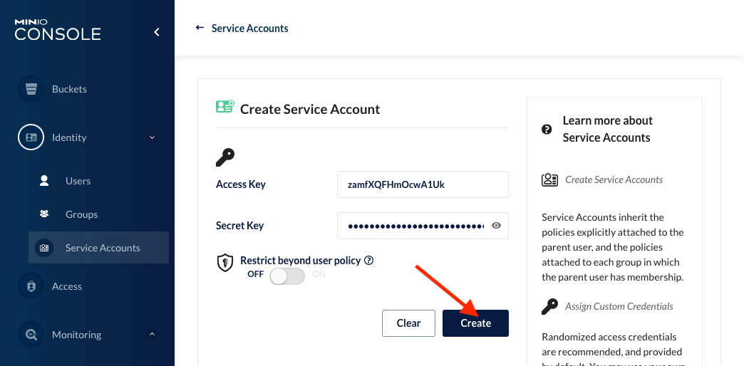 Invalid JSON file generation for ServiceAccount credentials import · Issue #2031 · minio/console ...