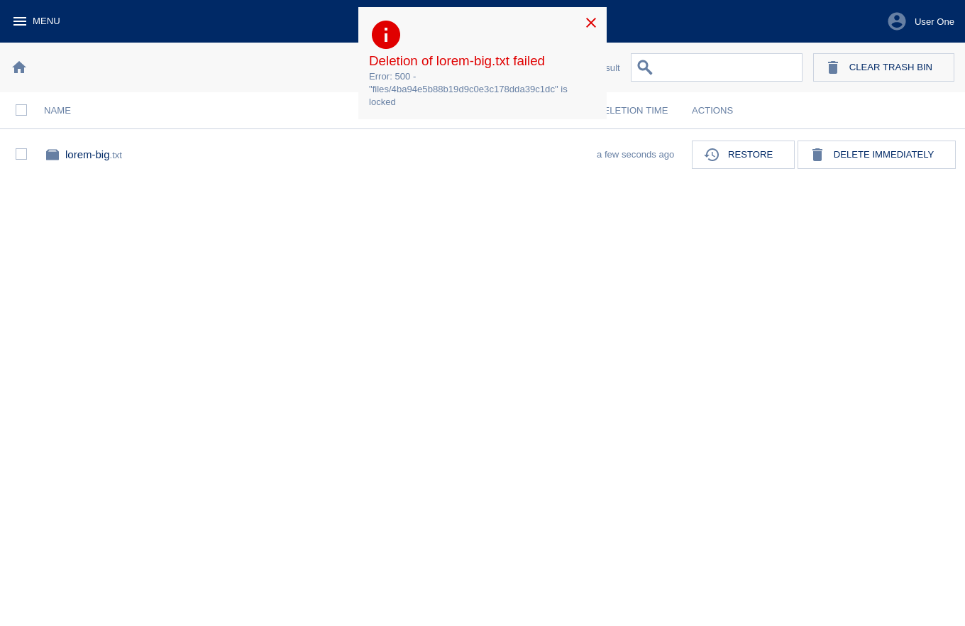 file might be locked when batch deleting files from trashbin · Issue #1502 · owncloud/web · GitHub
