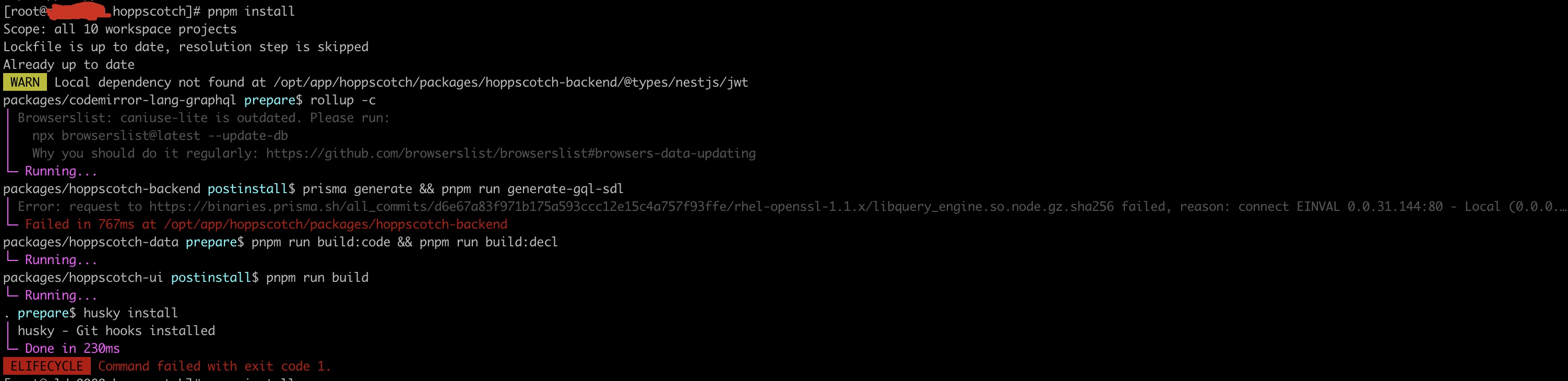 [bug]: Issue with pnpm install in Hoppscotch project · Issue #3167 · hoppscotch/hoppscotch · GitHub
