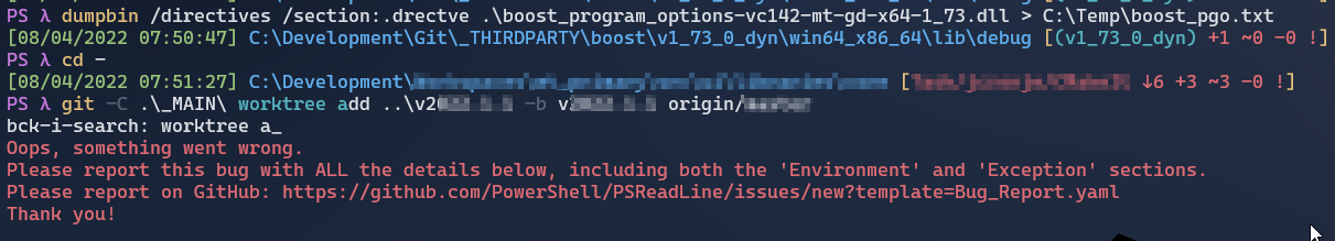 Crash/exception report · Issue #3395 · PowerShell/PSReadLine · GitHub