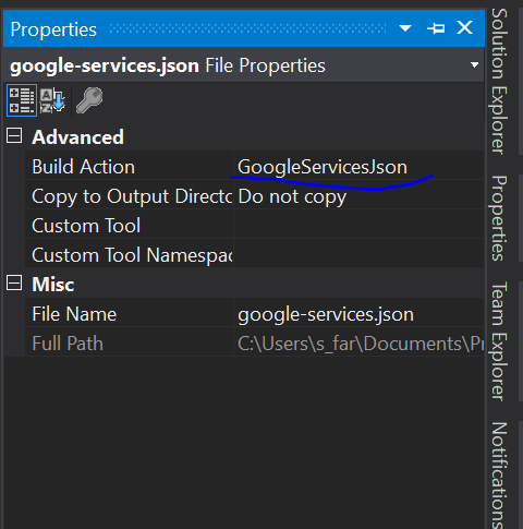 GoogleServicesJson BuildAction missing · Issue #25 · xamarin/GooglePlayServicesComponents · GitHub