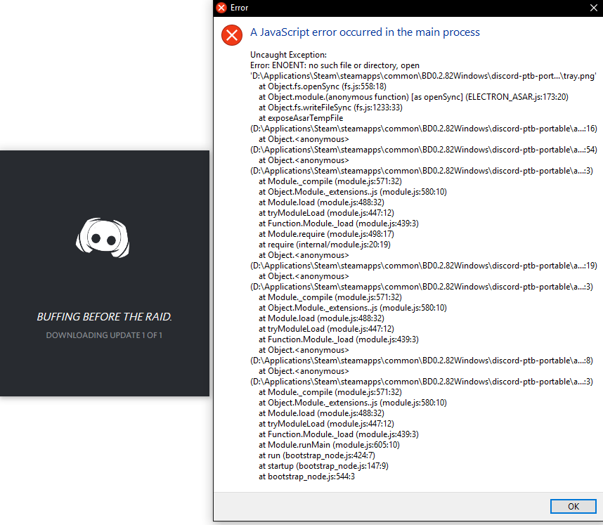 A Javascript Error Ocurred In The Main Process · Issue 2 · Portappsdiscord Ptb Portable · Github
