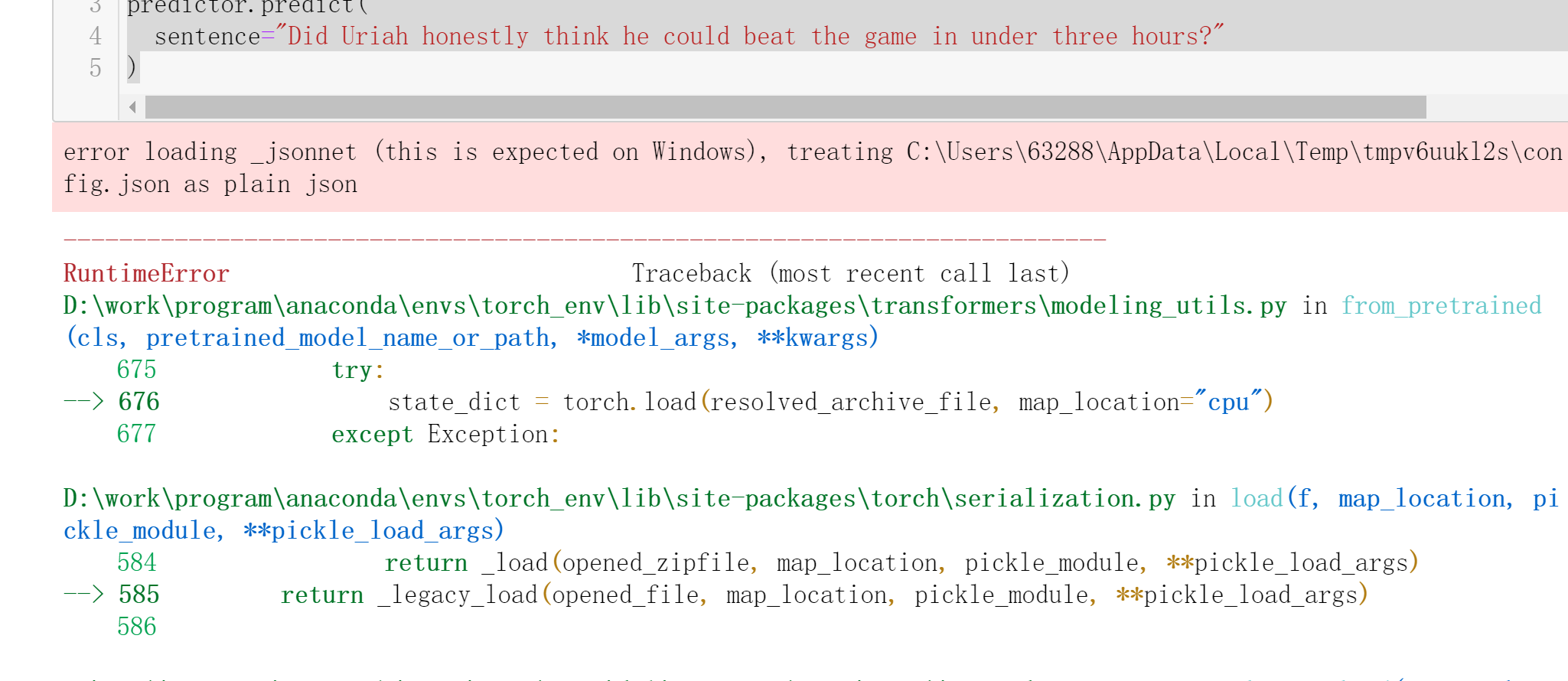 A Error when I try the SRL-example · Issue #4681 · allenai/allennlp · GitHub