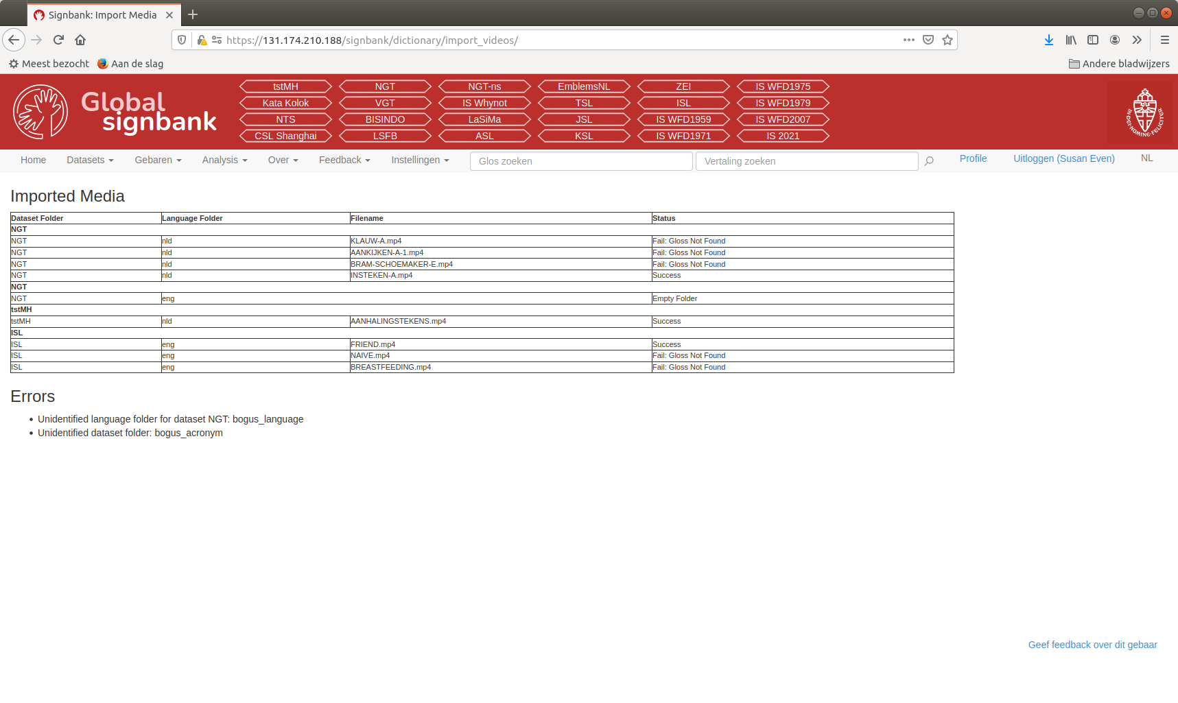 Video import: separate the log messages per dataset · Issue #799 · Signbank/Global-signbank · GitHub