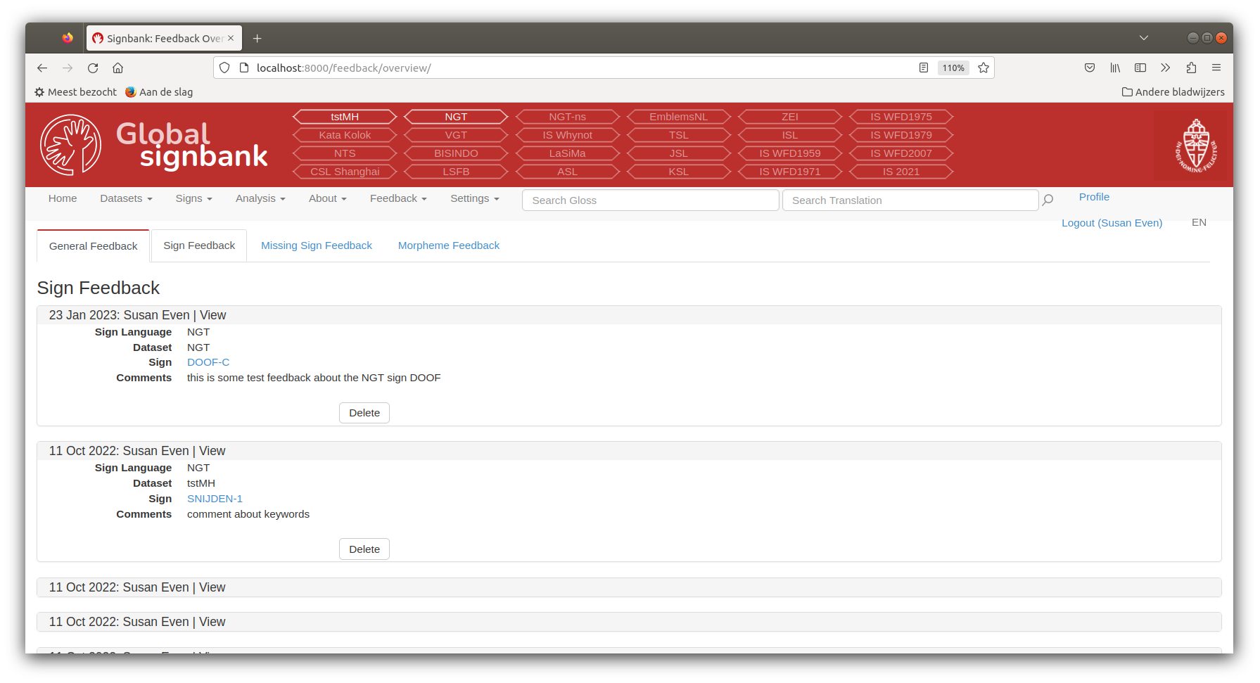 Feedback Menu · Issue #873 · Signbank/Global-signbank · GitHub