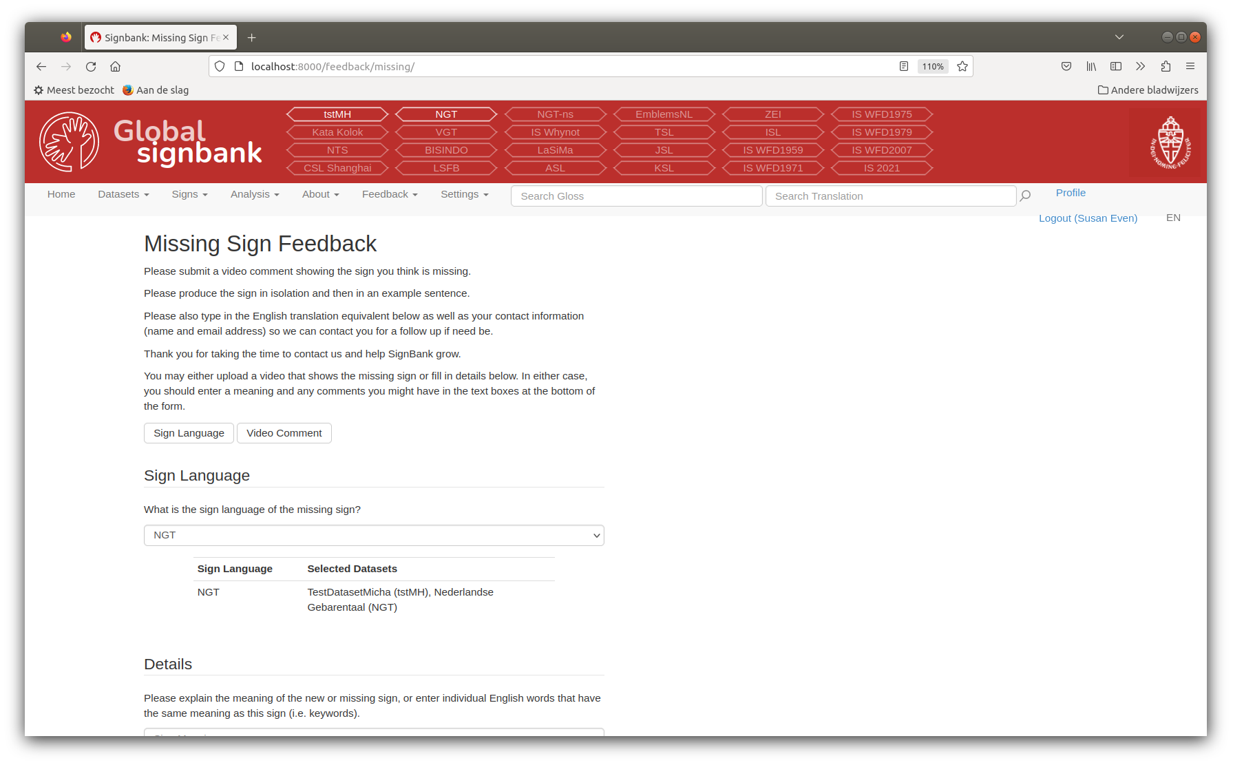 Feedback Menu · Issue #873 · Signbank/Global-signbank · GitHub