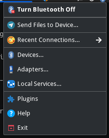 blueman-applet menu : all icons left of the menu items are missing ...