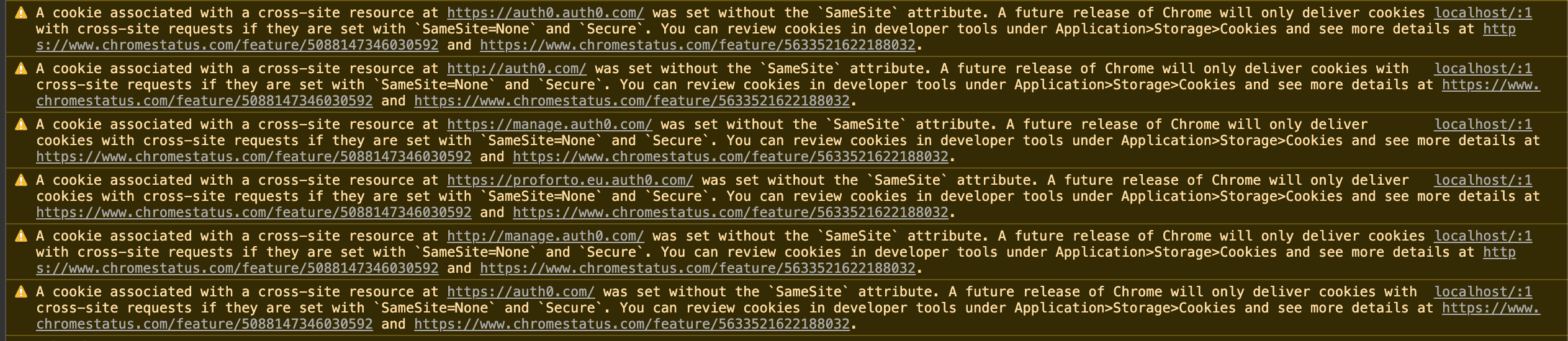 Chrome Samesite Attribute Warning · Issue 1734 · Auth0 Lock · Github