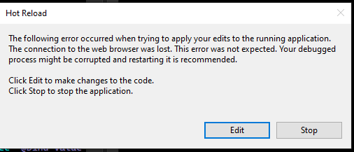 Hot Reload Stopped Working Blazor WASM · Issue #43035 · dotnet/aspnetcore · GitHub