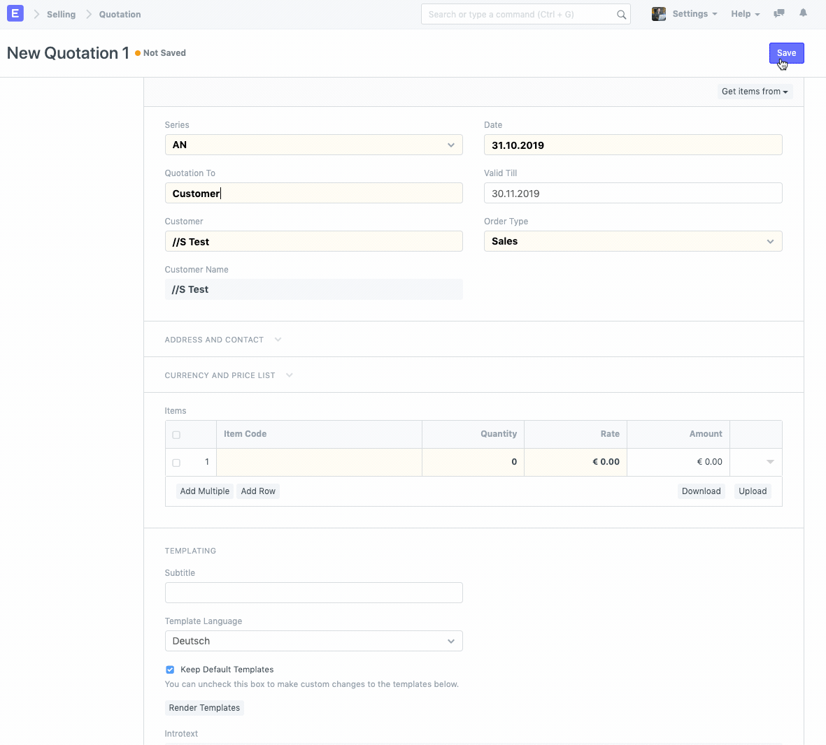 Item selection broken after saving without mandatory field. · Issue #19467 · frappe/erpnext · GitHub