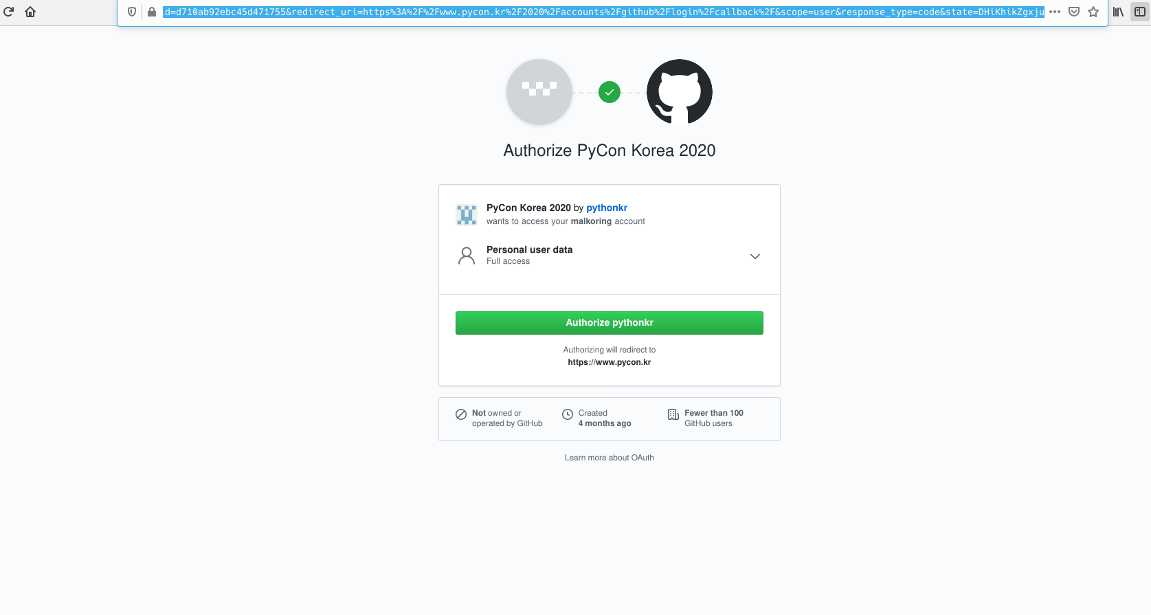 Github 로그인 불가능 · Issue #33 · pythonkr/pyconkr-2020 · GitHub