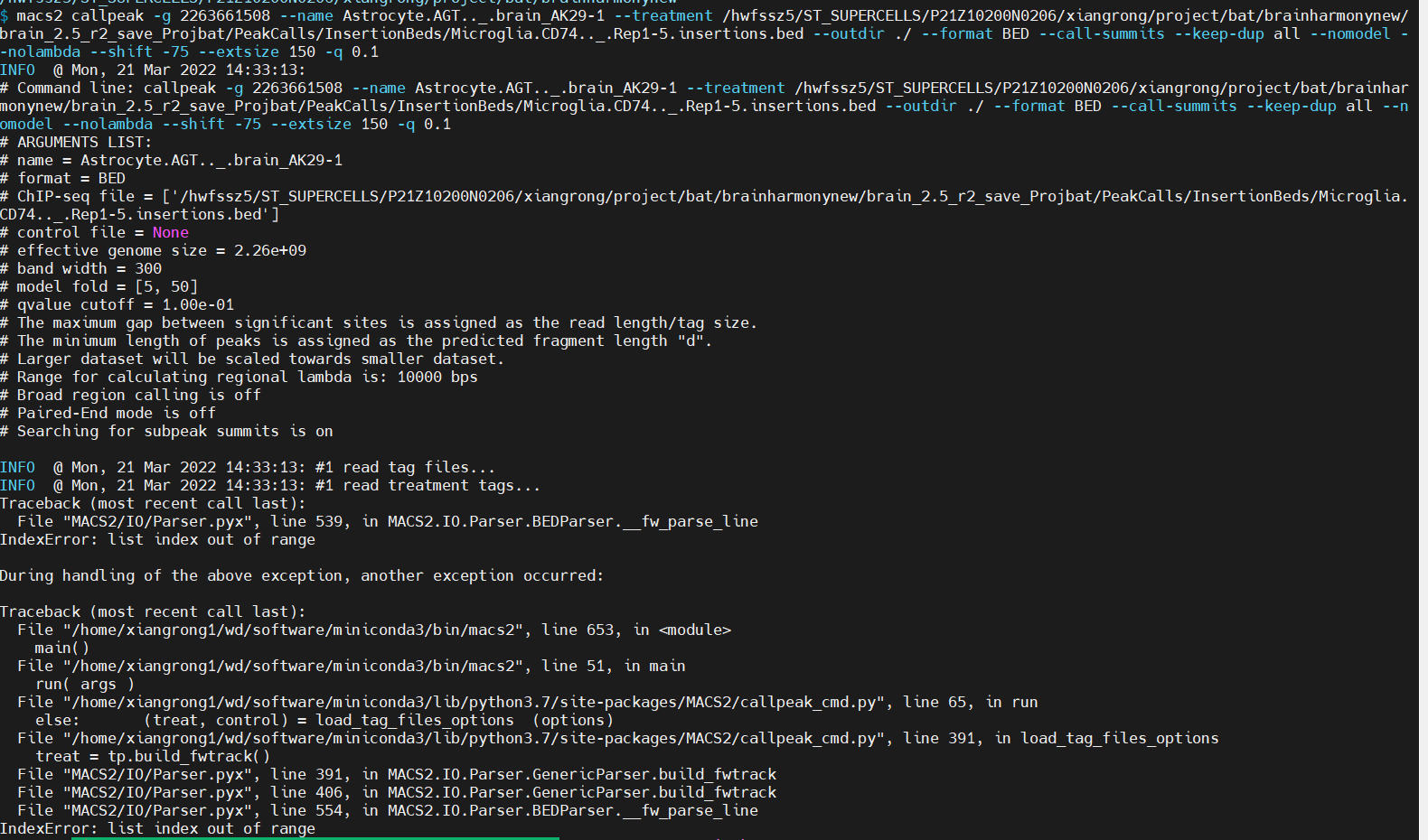 Error Report| call peaks · Issue #1349 · GreenleafLab/ArchR · GitHub