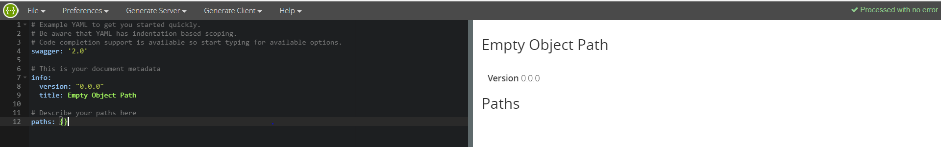 No Validation For Empty Object · Issue 1788 · Swagger Apiswagger