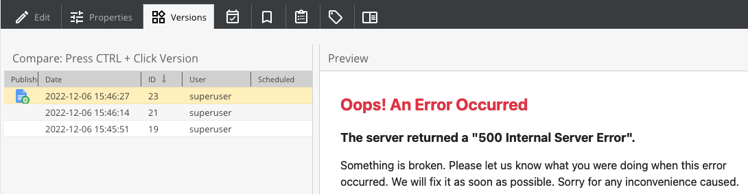 [bug] Versions 500 Error When Field Collection Is Removed · Issue 13749 · Pimcore Pimcore · Github