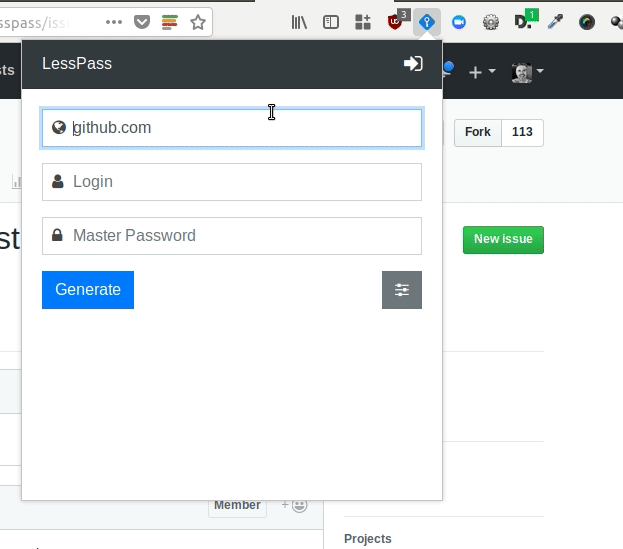 Firefox extension hides on master password field focus · Issue #170 · lesspass/lesspass · GitHub