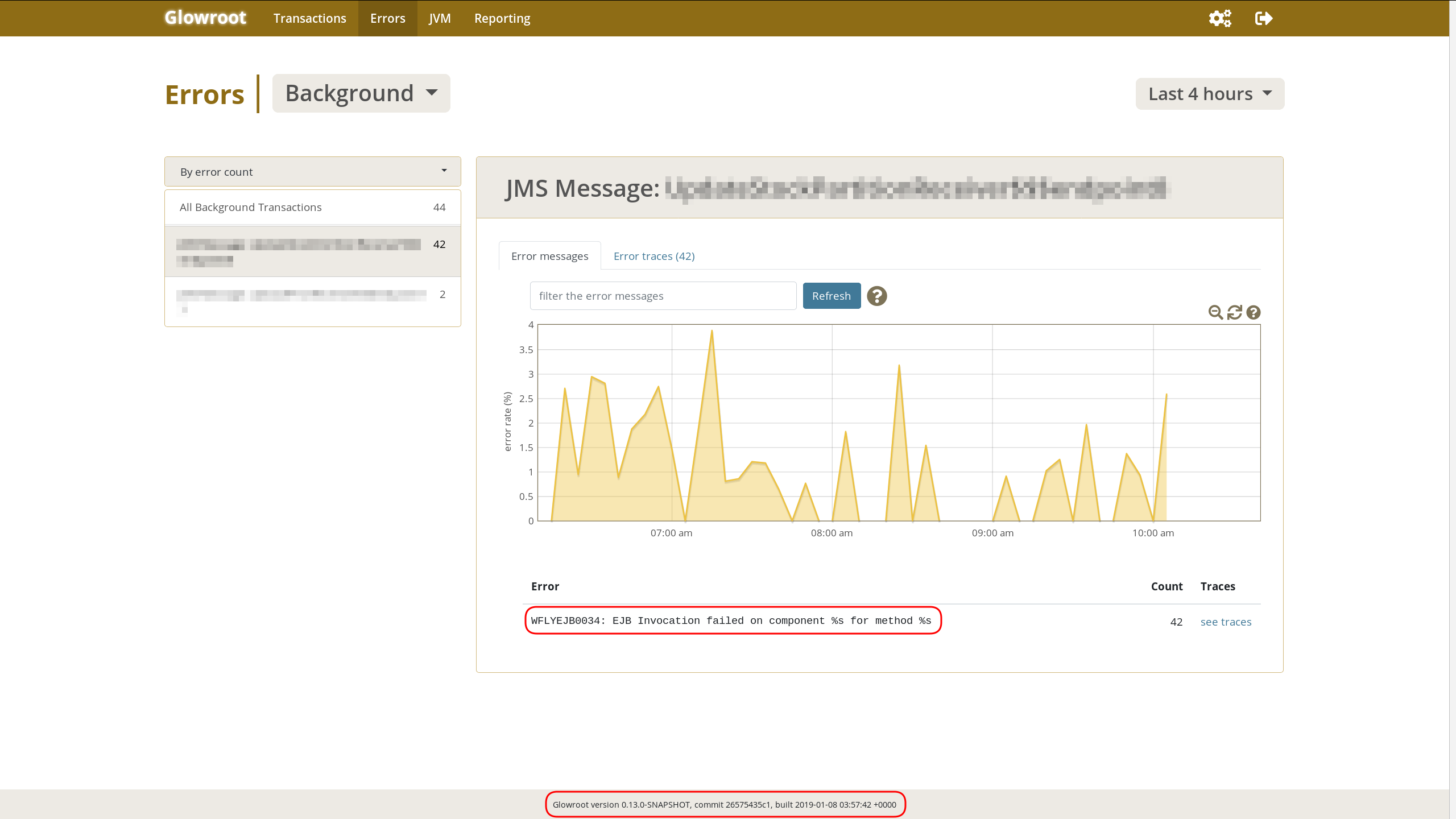 How do display the Exception message in the "errors view" · Issue #501 · glowroot/glowroot · GitHub
