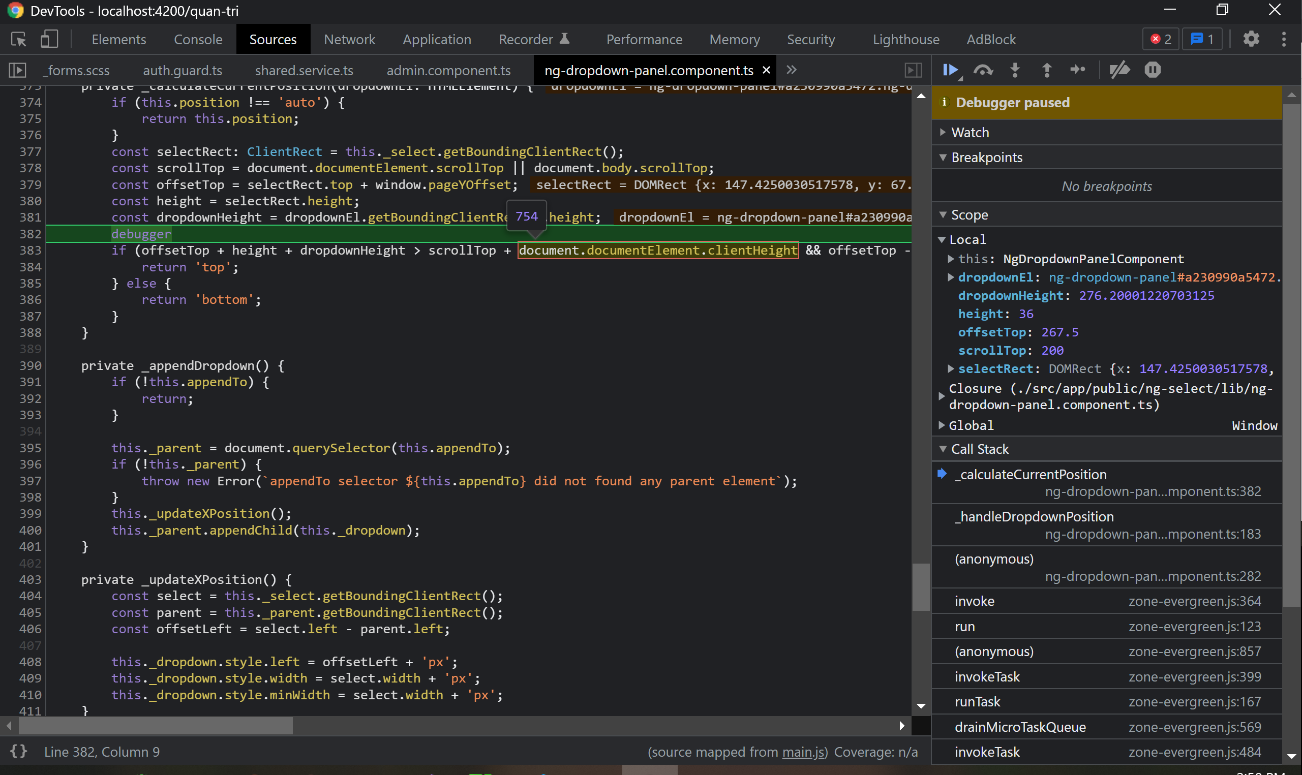 Dropdown drops "up" when there is no room for dropdown in either direction. · Issue #2044 · ng ...