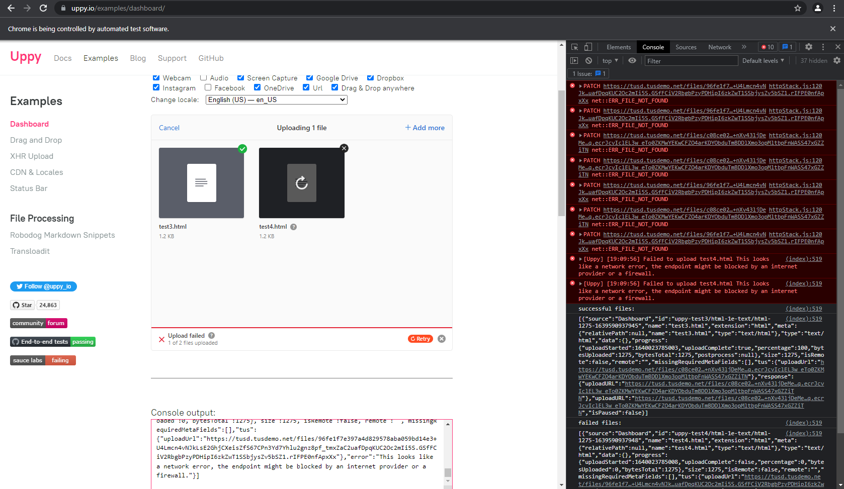 [🐛 Bug]: Certain JavaScript console messages (Uppy) are not logged by DevTools listeners · Issue ...