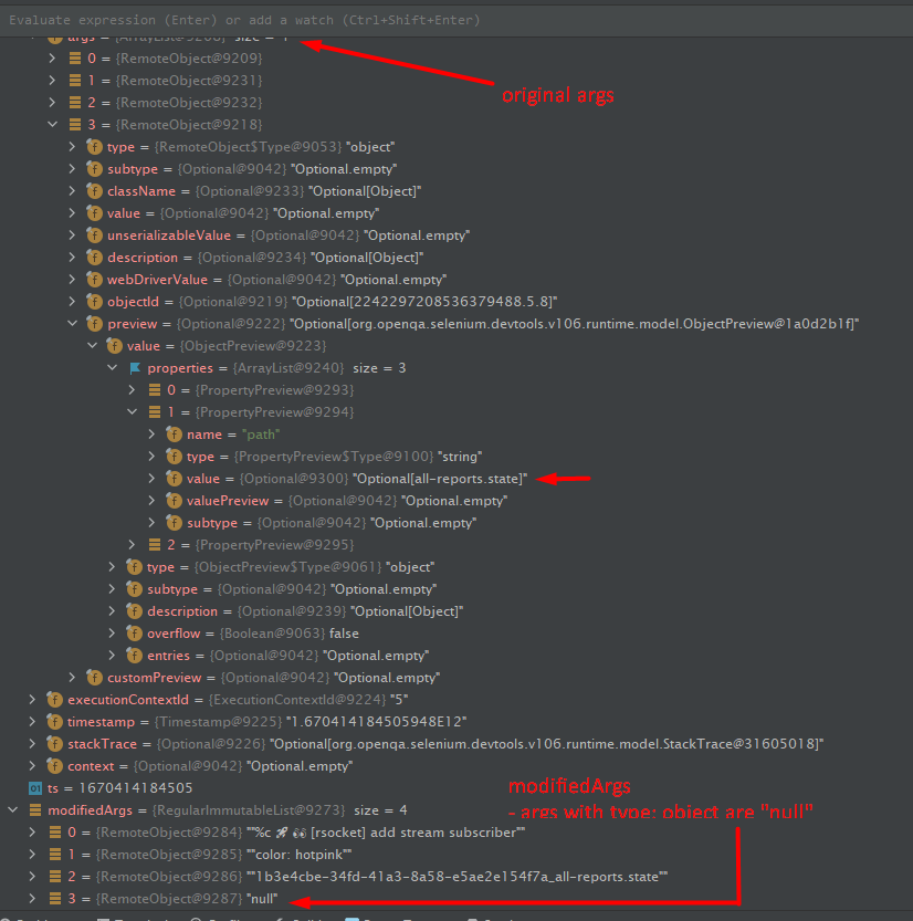[🐛 Bug]: DevTools - RemoteObject.Type.OBJECT properties in consoleEvents are not properly mapped ...