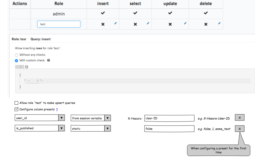 optional custom set permission for insert · Issue #623 · hasura/graphql-engine · GitHub
