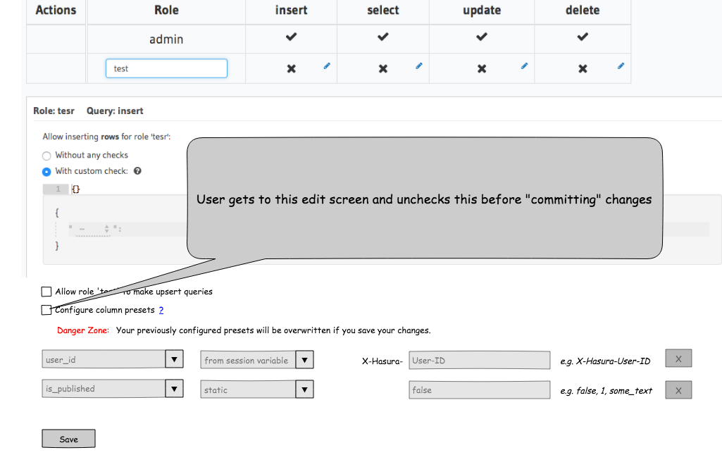optional custom set permission for insert · Issue #623 · hasura/graphql-engine · GitHub