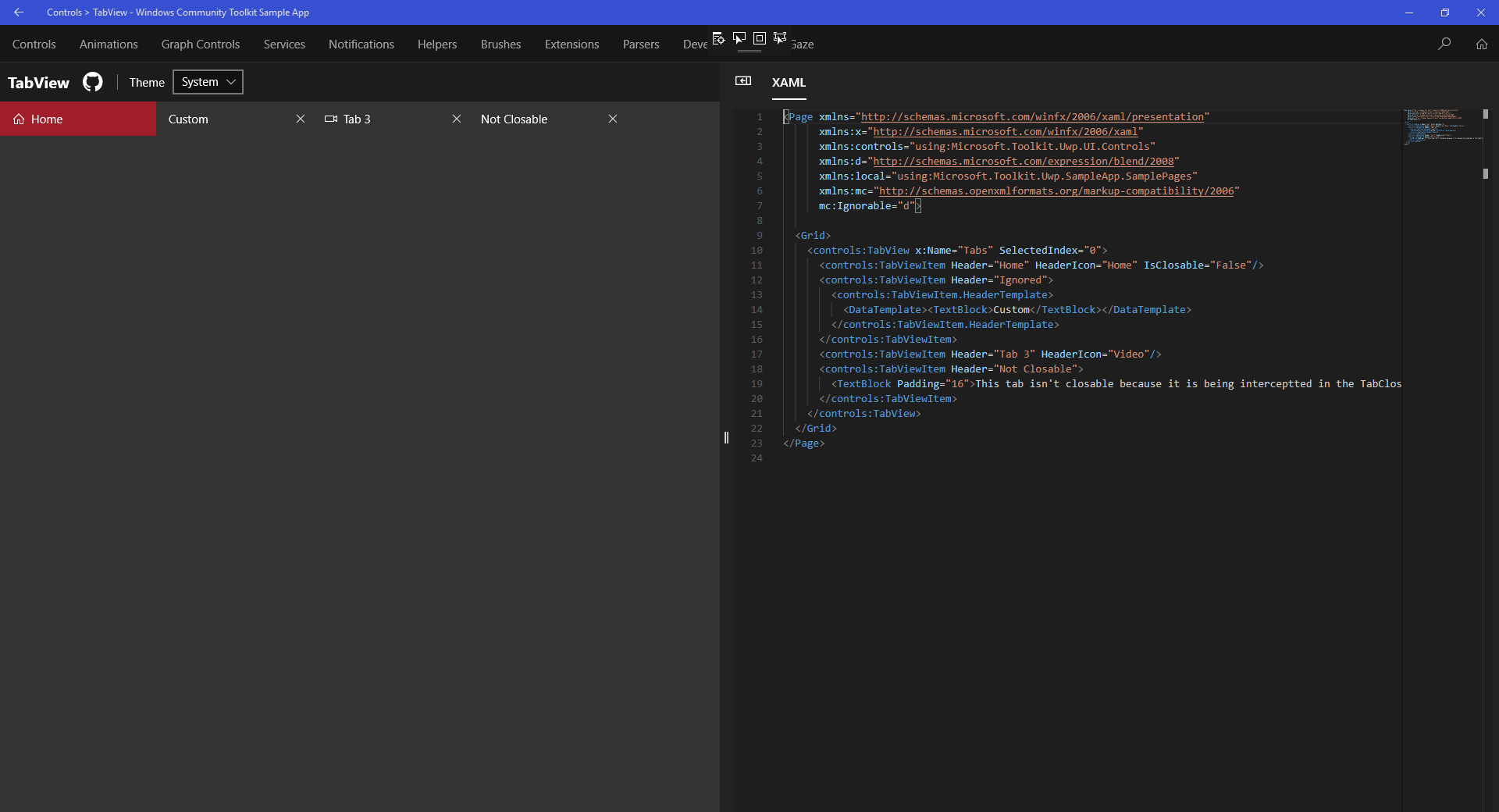 Tab control · Issue #353 · CommunityToolkit/WindowsCommunityToolkit · GitHub