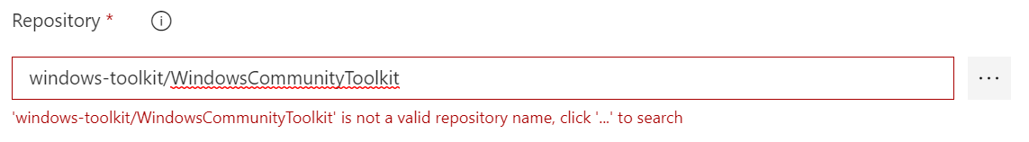 GitHub Release Task saying Repository is not valid for 'windows-toolkit/WindowsCommunityToolkit ...
