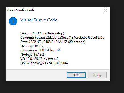 Pop-ups of "About" and "Check for updates" don't match the theme on VS ...