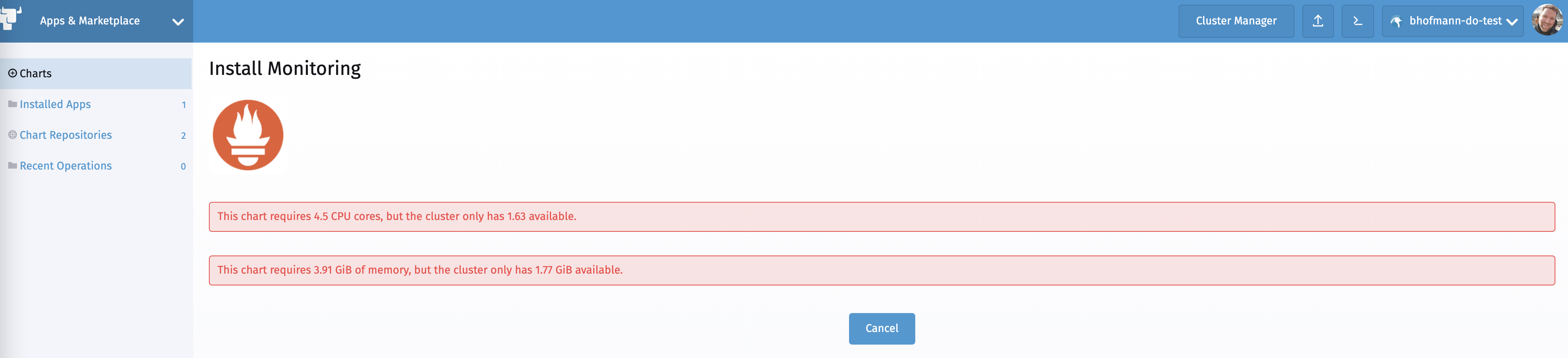 App resource requirement warning is not skippable · Issue #2565 · rancher/dashboard · GitHub