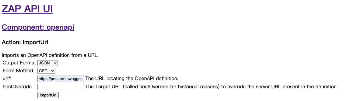 The Importurl Api For Open Api On Zap Api Ui Always Return { Importurl []} · Issue 6682