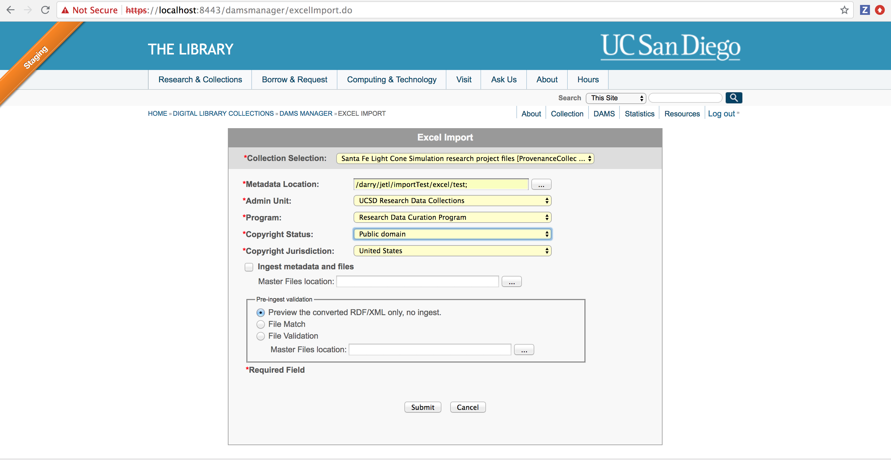 Add banner to DAMS Manager (staging environment) · Issue #254 · ucsdlib/damsmanager · GitHub