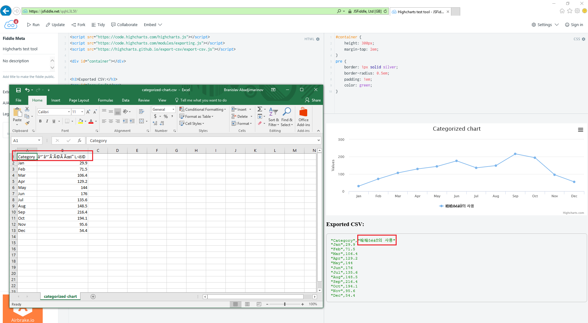 High non ASCII Characters In Csv File Are Not Displayed Correctly When