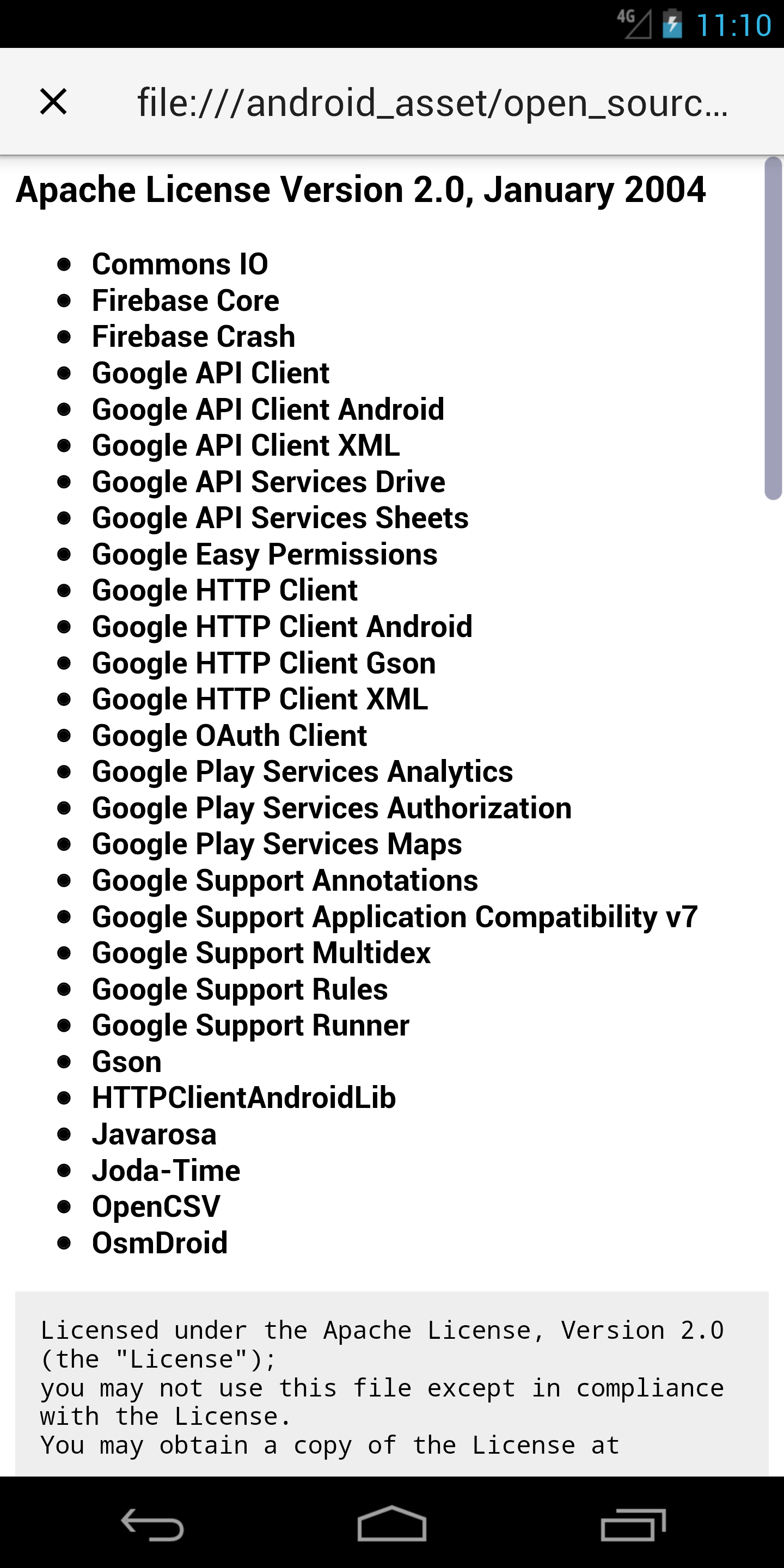 Header on `Open source libraries and licences` view is not always visible on Android 4.1 · Issue ...