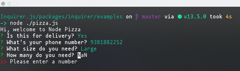 Inconsistant behaviour when prompts are rejected · Issue #880 · SBoudrias/Inquirer.js · GitHub