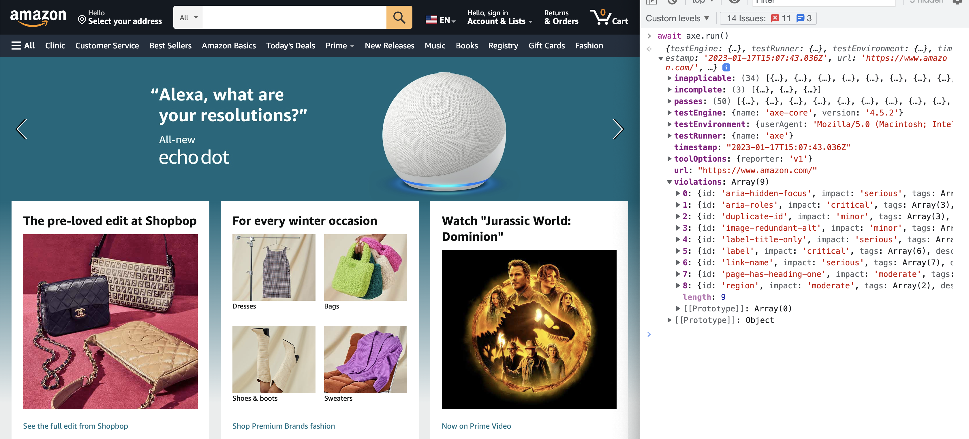 Axe-core shows different issues in Chrome extension and selenium ...