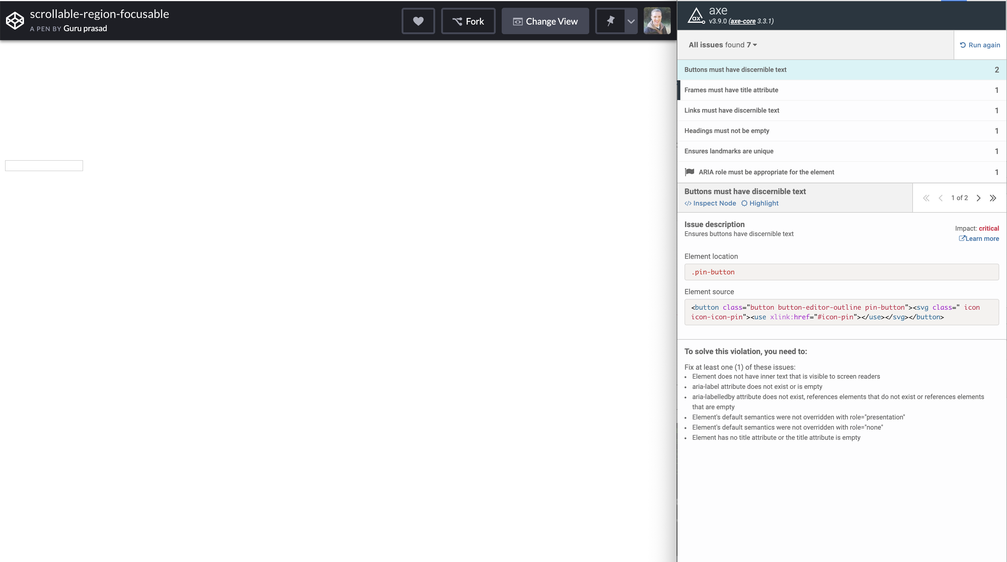 False positive: 'scrollable-region-focusable' failure for a scrollable region containing ...