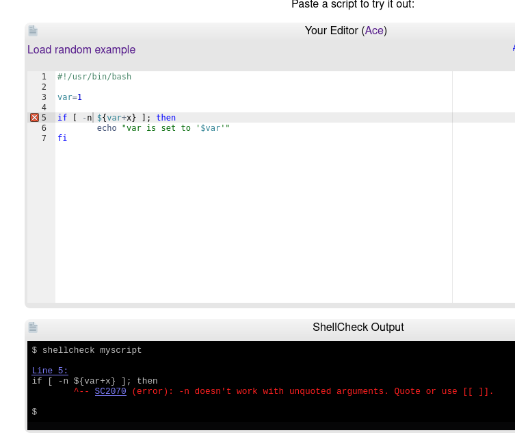 SC2236 proposes using '-n' but it doesn't replace '! -z' in all cases ...