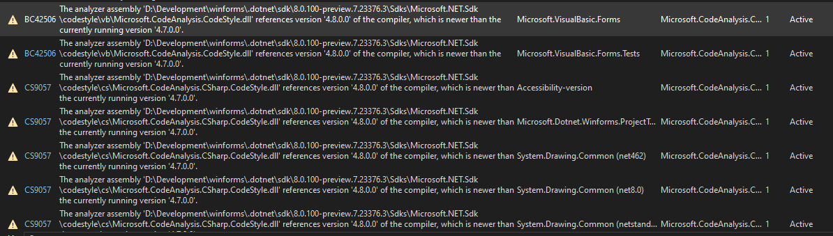 sdk warning on nuget package Microsoft.CodeAnalysis.CodeStyle · Issue #9855 · dotnet/winforms ...