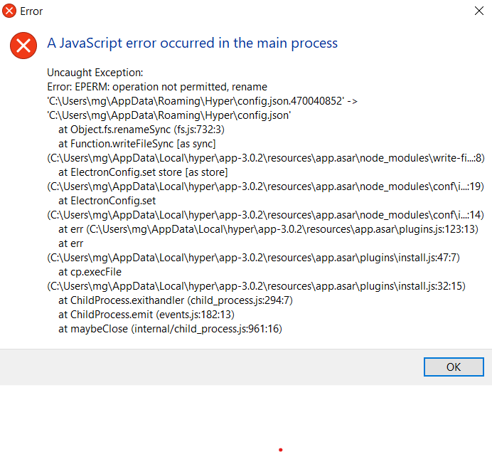 Error Eperm Operation Not Permitted Rename Configjson3431043348 Configjson · Issue