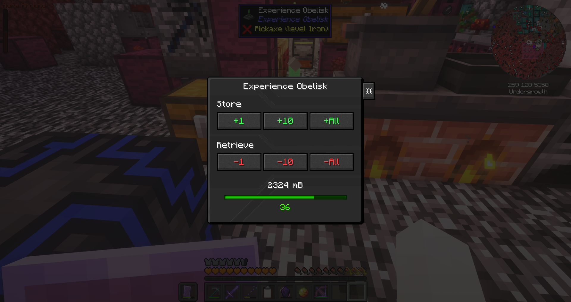 While Experience Battery equipped, using the Experience Obelisk gives ...